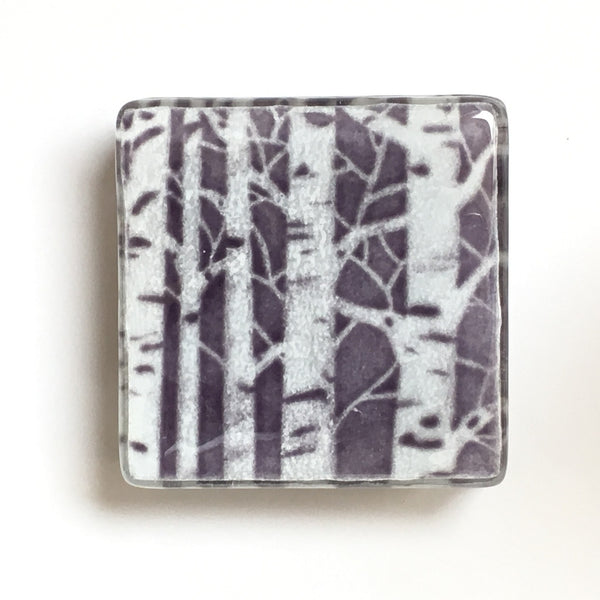 Purple poplar trees fused glass drinks coasters – Fired Creations
