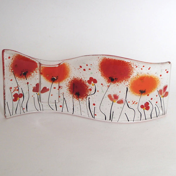 Red poppy fused glass bud vase – Fired Creations